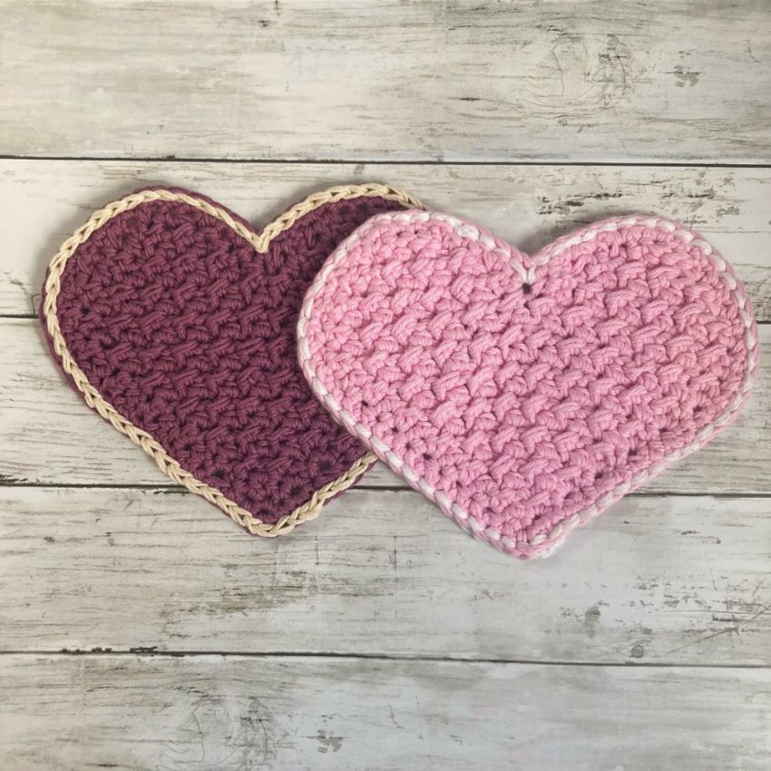 Crochet Heart Hot Pad Free Pattern - Simply Hooked by Janet