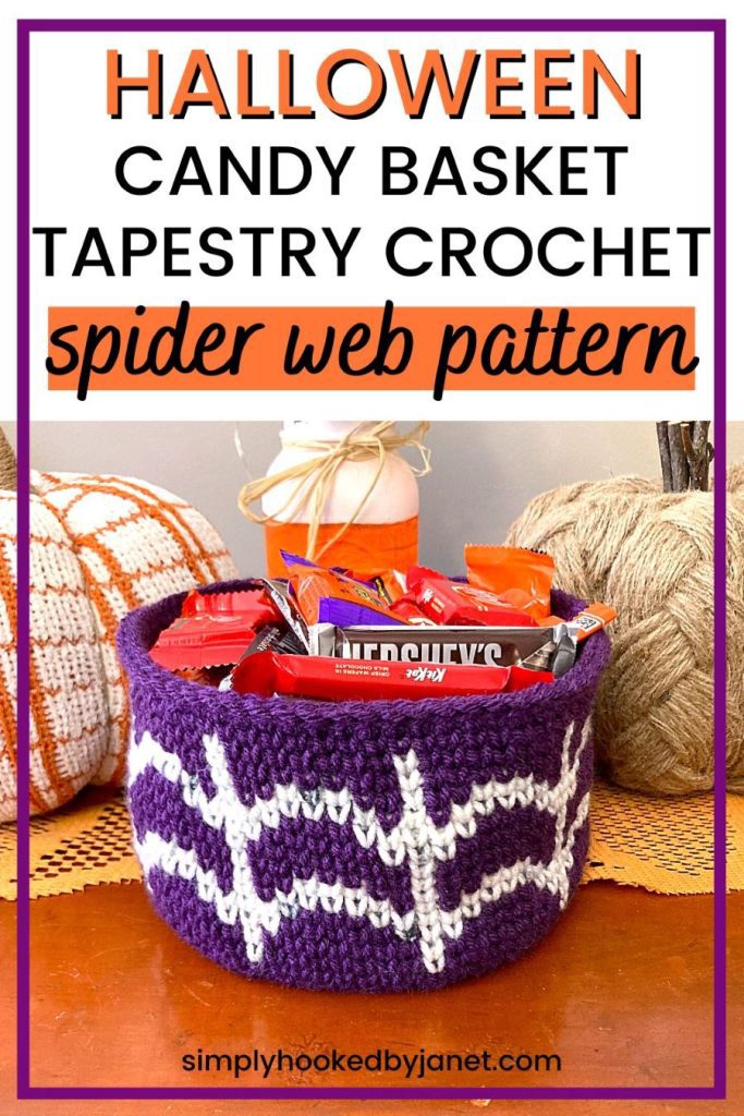 Crochet Spider Web Candy Basket Halloween Pattern - Simply Hooked by Janet
