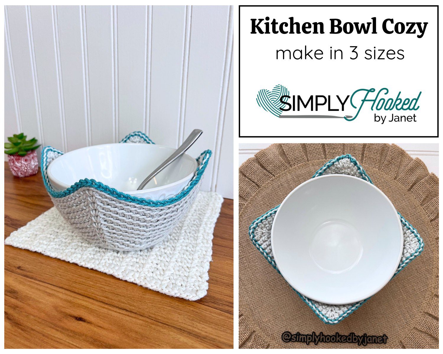 Convenient Kitchen Crochet Bowl Cozy Pattern in 3 Sizes - Simply Hooked ...