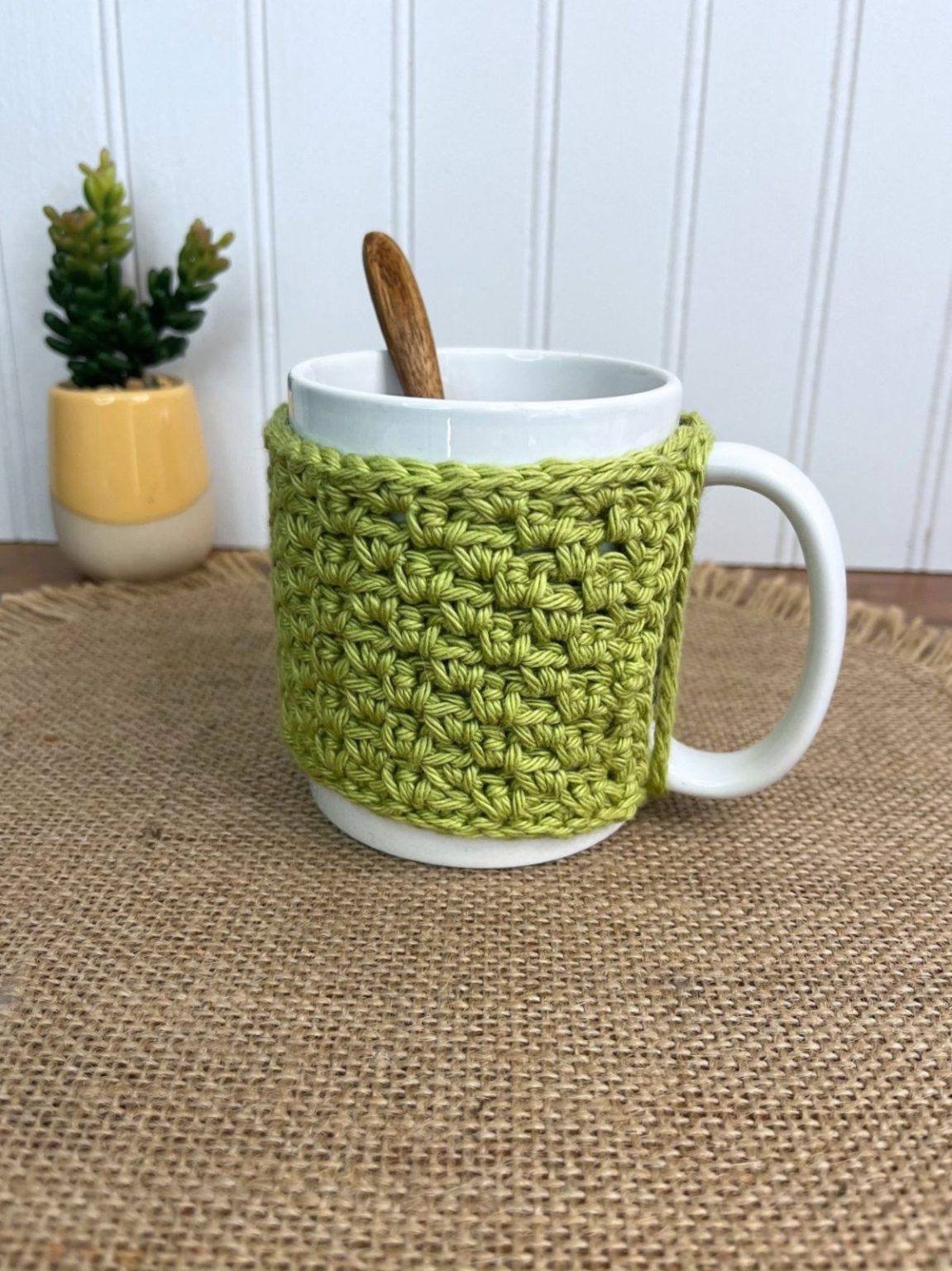 Crochet This Quick and Simple Coffee Mug Cozy - Simply Hooked by Janet