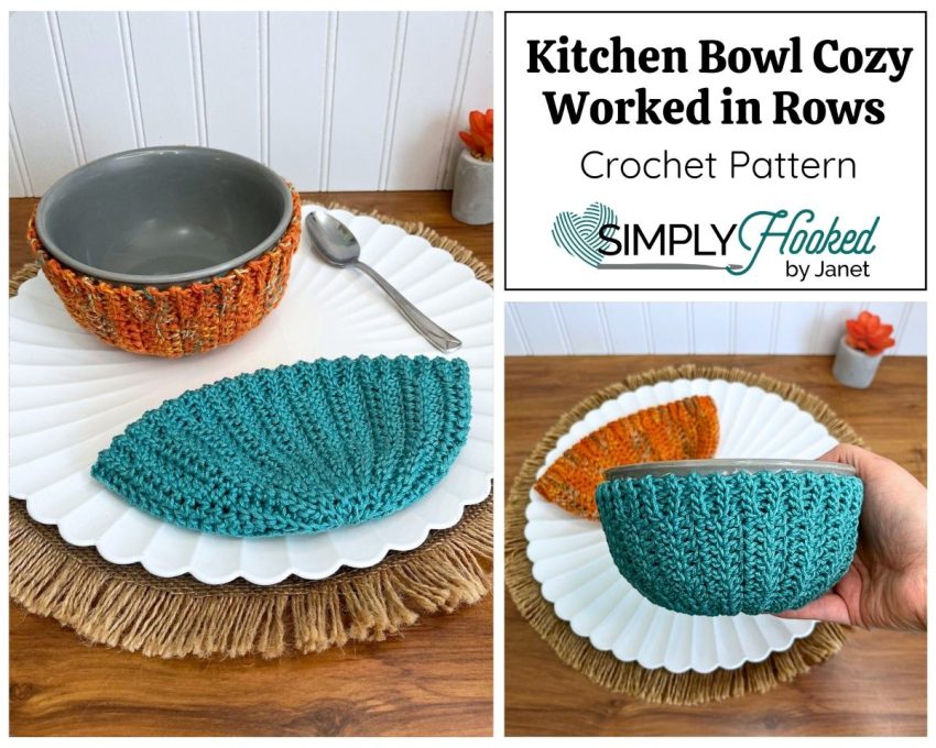 Simple Crochet Bowl Cozy Pattern Worked in Rows - Simply Hooked by Janet