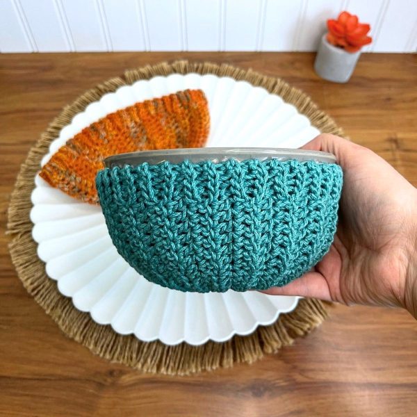 Simple Crochet Bowl Cozy Pattern Worked in Rows - Simply Hooked by Janet